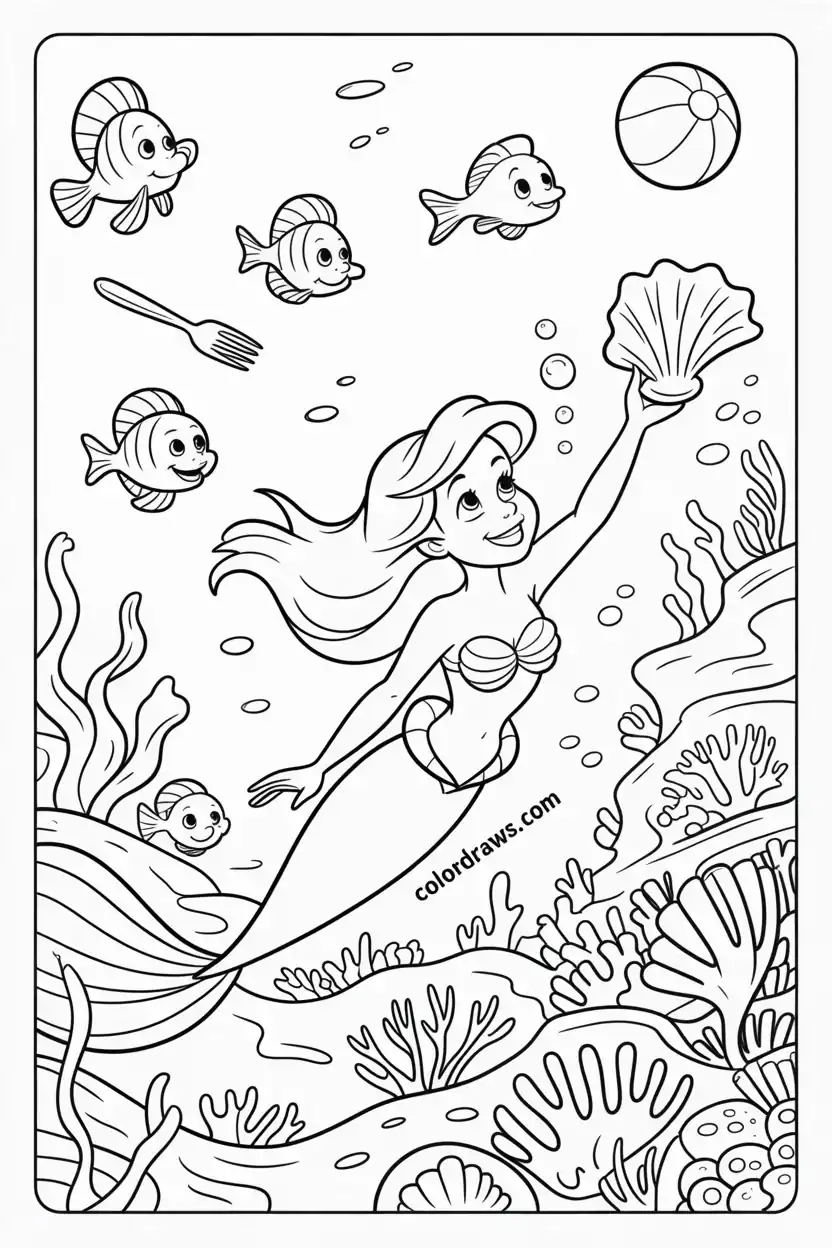 Ariel Coloring Pages (Free PDF Printables for All Ages )