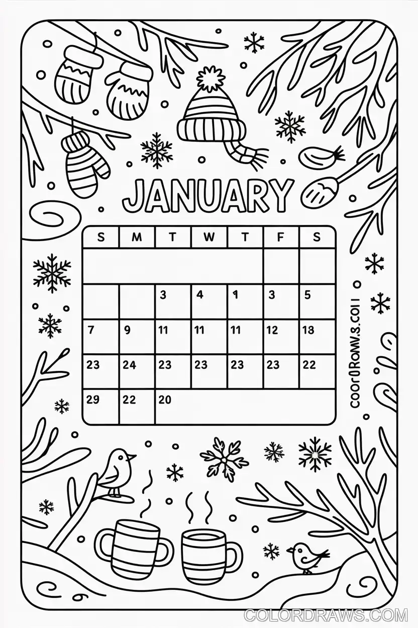 25+ Free Printable January Coloring Pages(PDF)