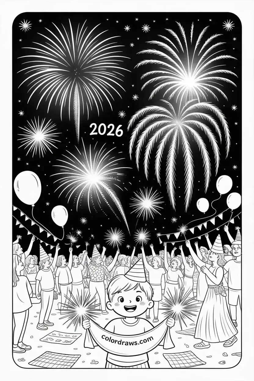 42 New Year Coloring Pages 2026 (Free PDF Printables)