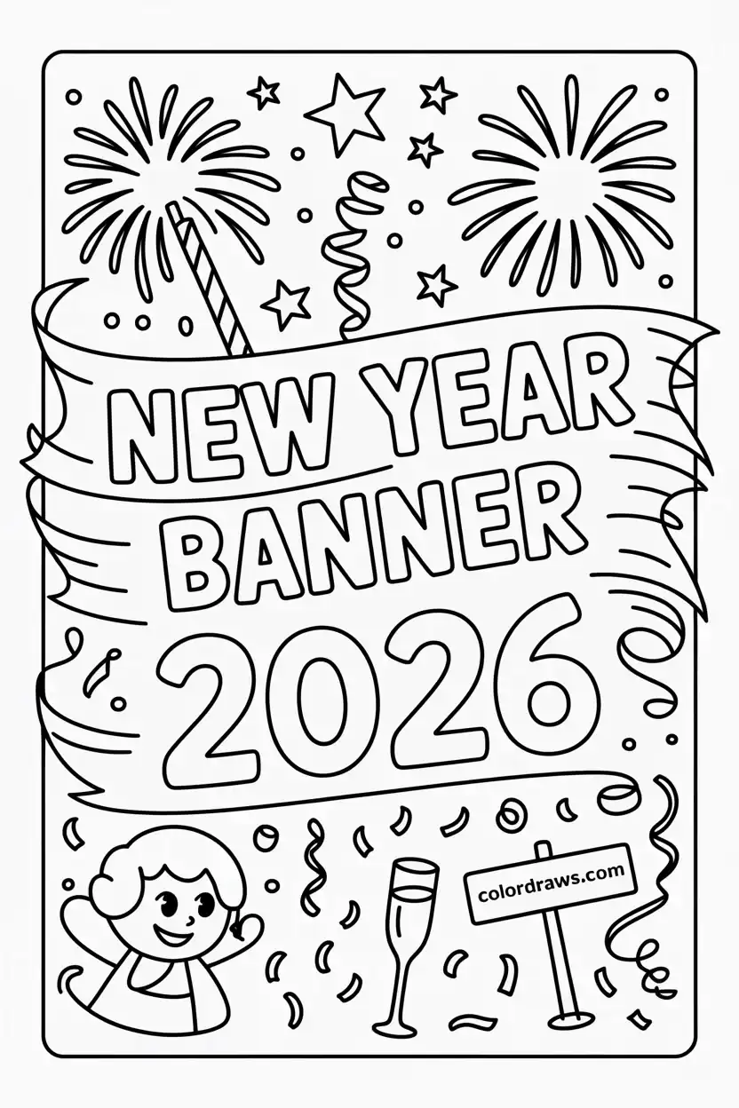 42 New Year Coloring Pages 2026 (Free PDF Printables)